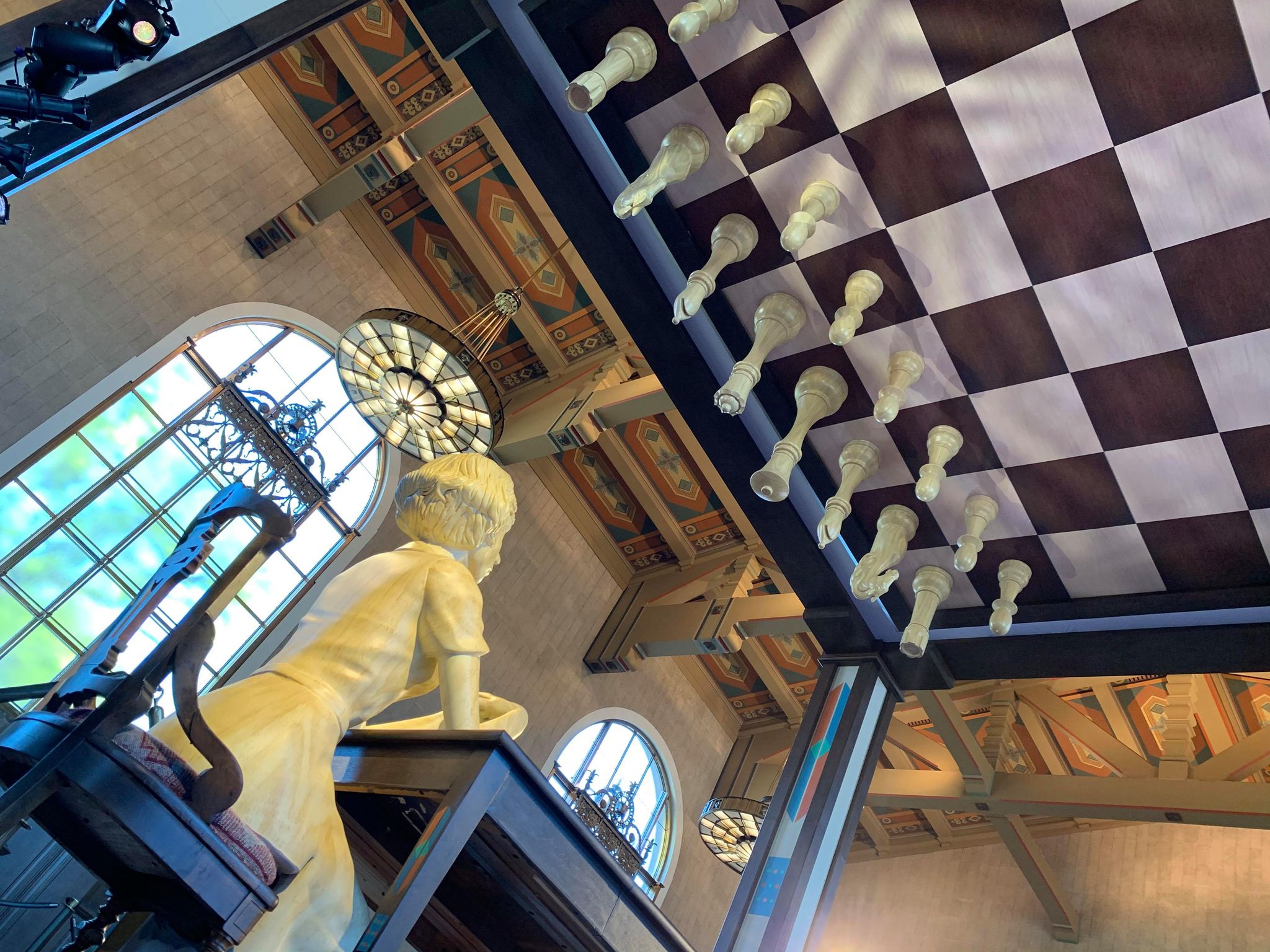 "The Queen's Gambit" Ceiling Chess Board at LA's Union Station