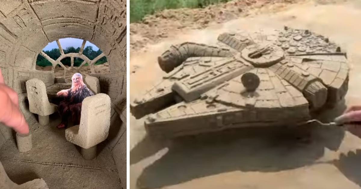 Millennium Falcon Sand Sculpture has Tiny Cockpit For Chewbacca