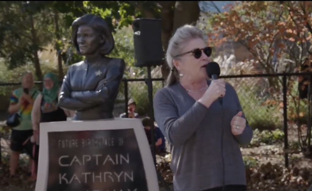 Kate Mulgrew Visits "Star Trek" Captain Janeway Statue