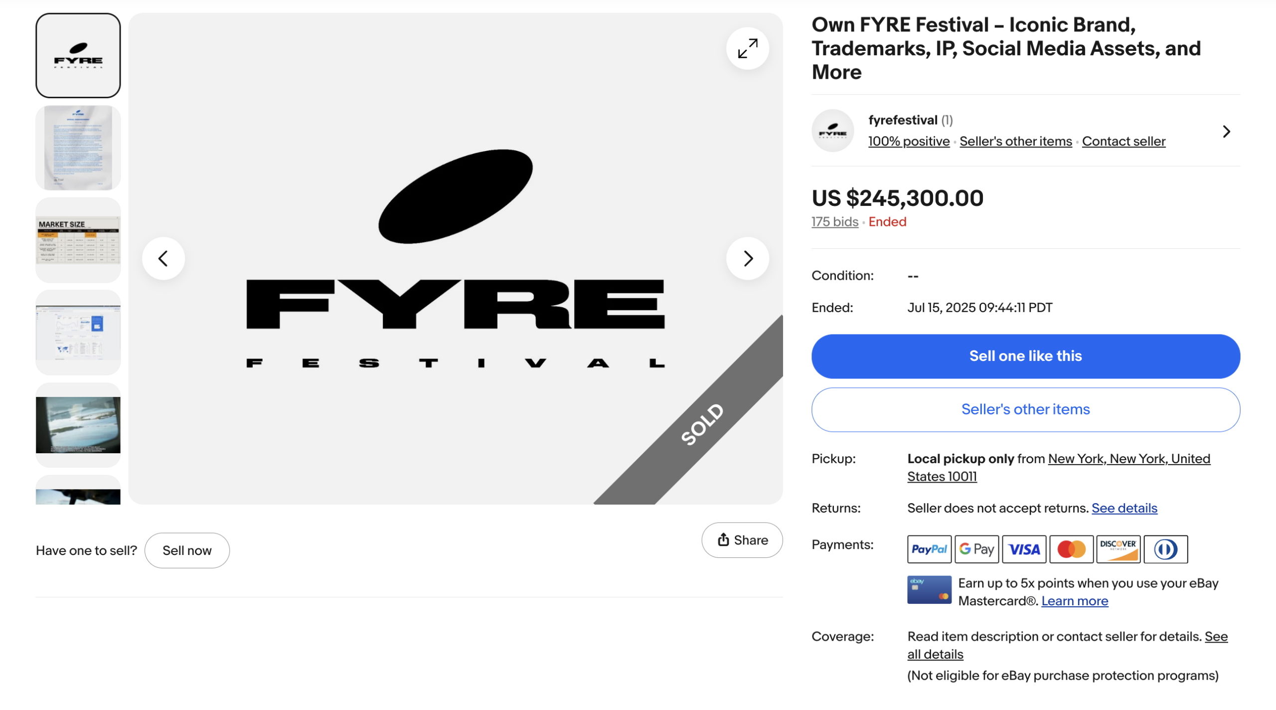 Fyre Fest Sells for $245,000 on eBay