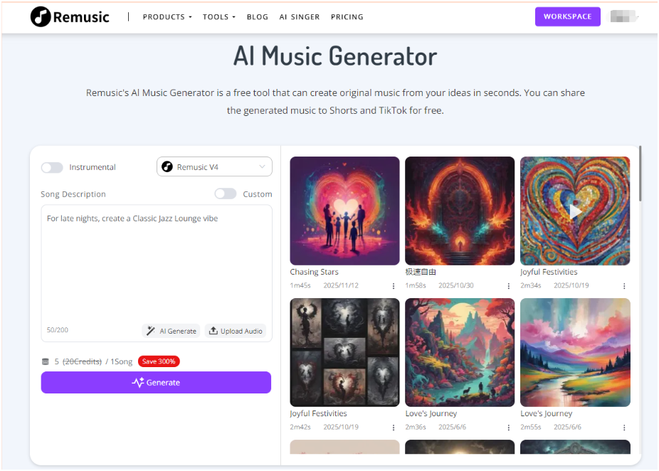 Remusic AI Music Generator — Transform Your Ideas into Unique Music in seconds 2025